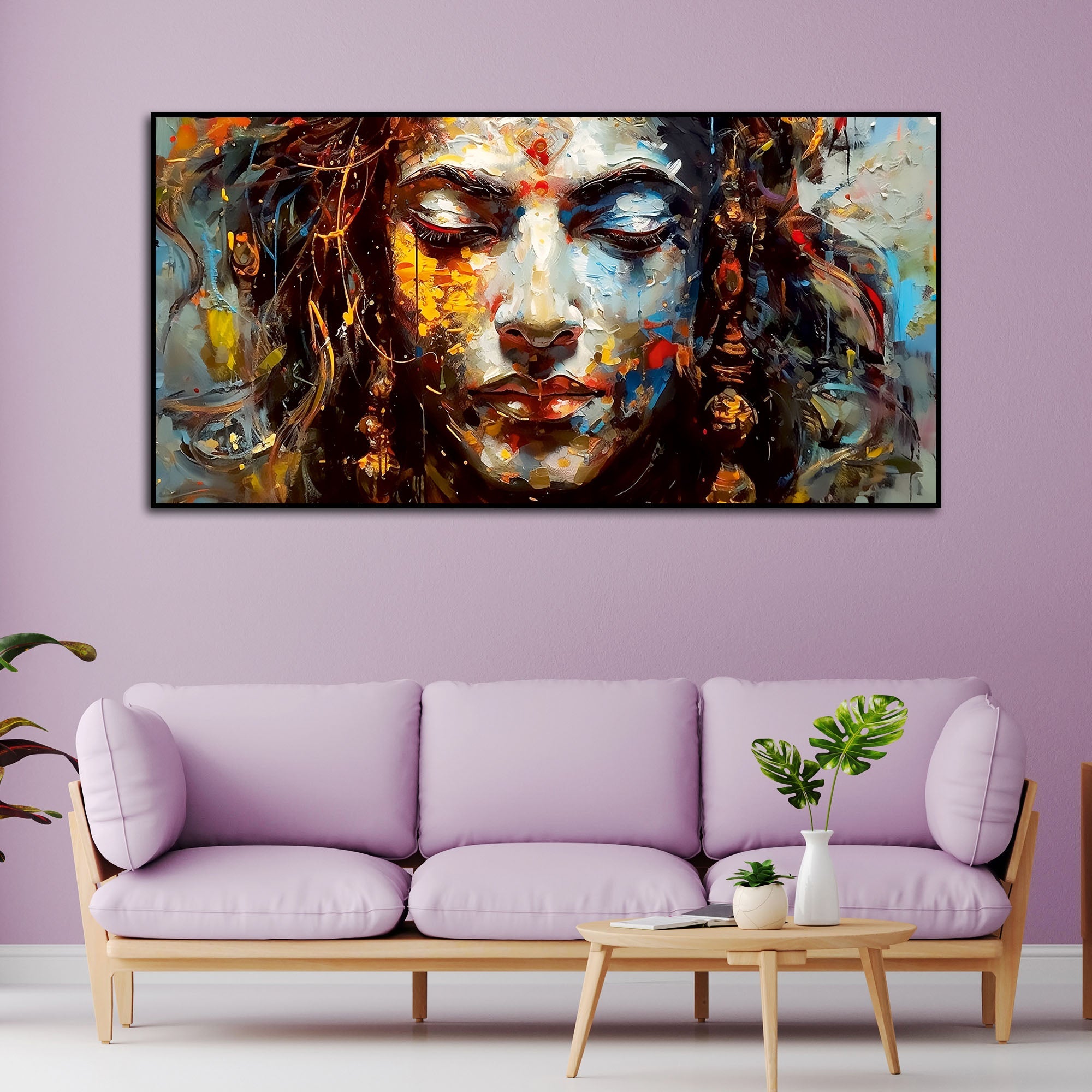 Beautiful Canvas Wall Painting of Artistic Colorful Women Face Art ...